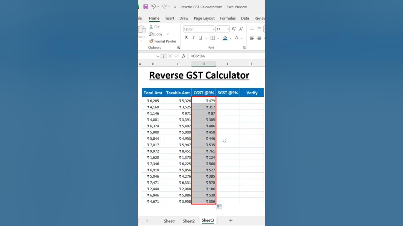 Reverse GST Calculation in Excel Made Easy! 💼📊 - YouTube