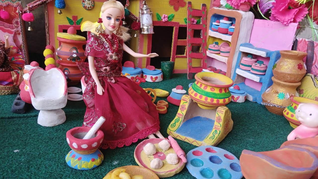 Cooking With Kitchen Set😃|Barbie Ki Kahani Part-20|Barbie Cartoon ...