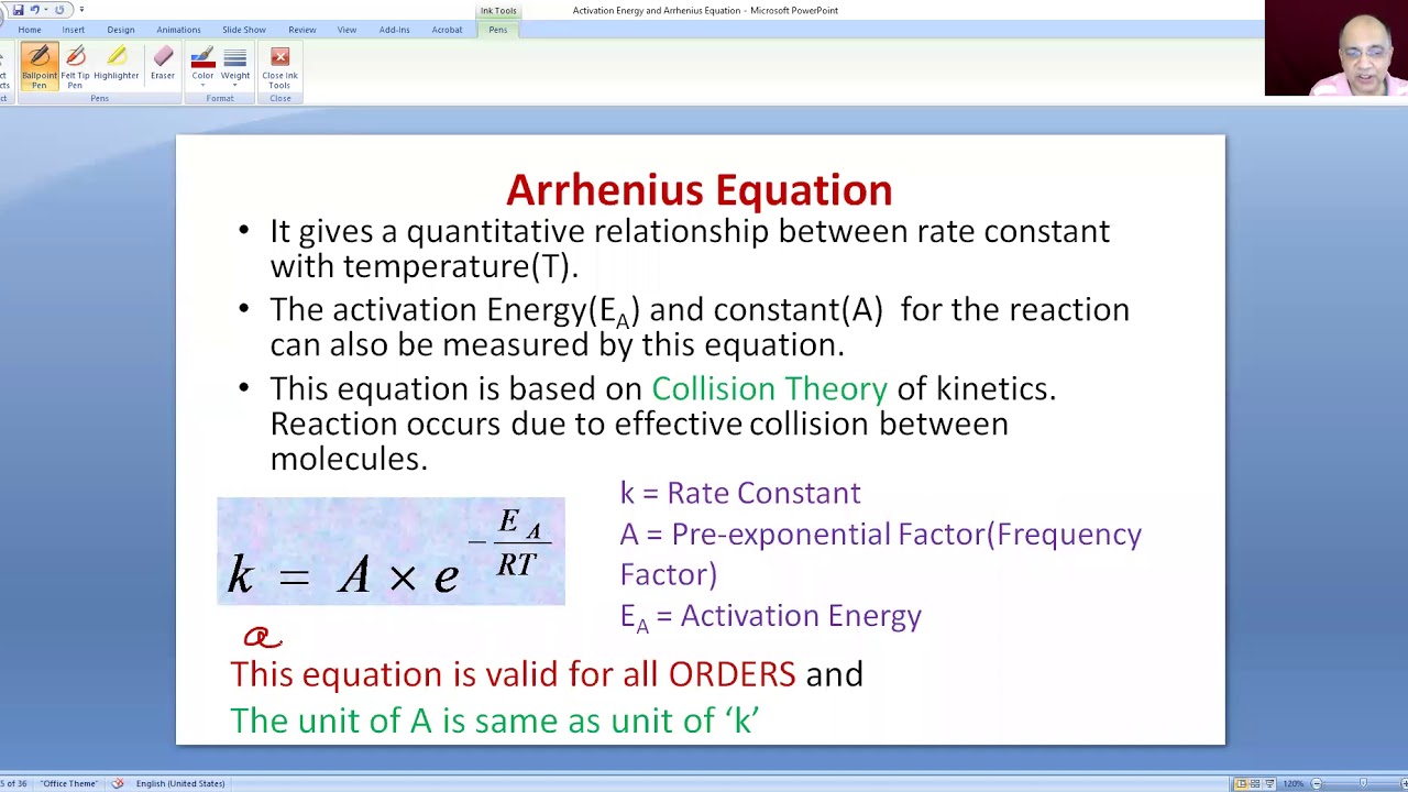 Activation Energy and Arrhenius Equation-Chemical Kinetics-Lecture-7 ...