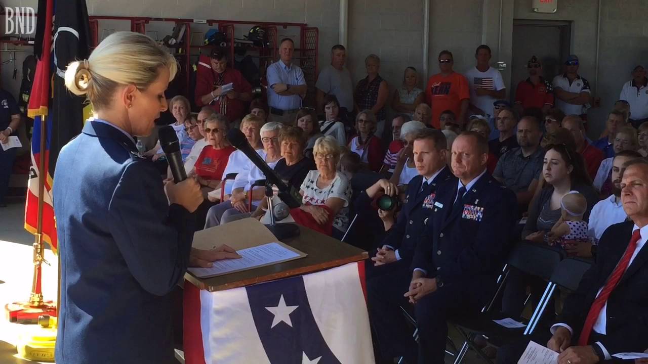 Col. Laura Lenderman of Scott Air Force Base speaks during the 911 ...