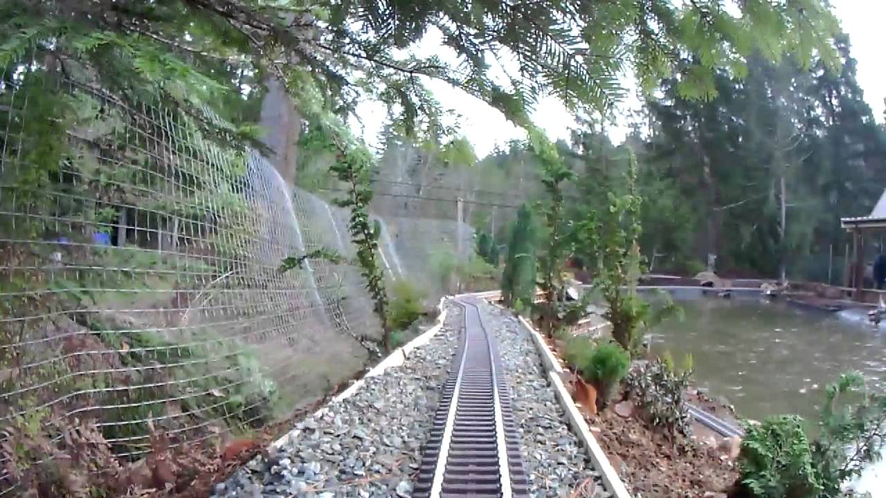 new garden train layout and rc boat pond 7 - YouTube