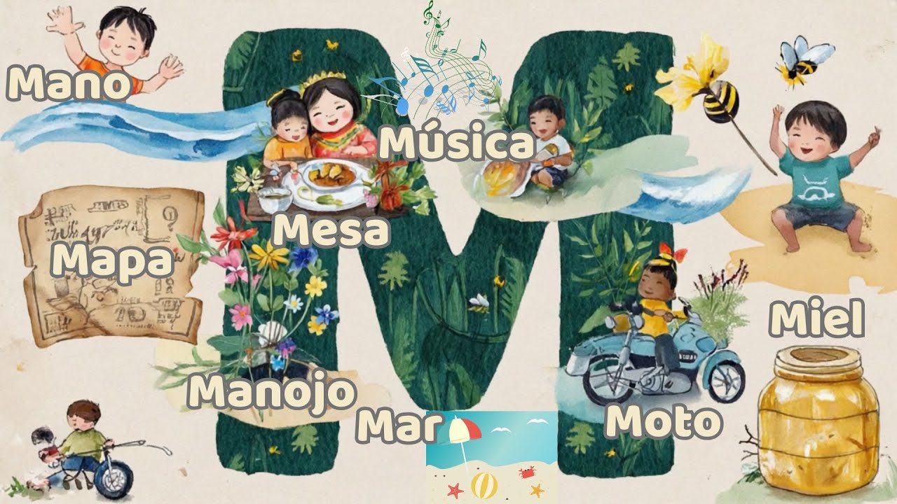 ¡Aprende la Letra M! | 8 Palabras con M en una Canción Divertida para ...
