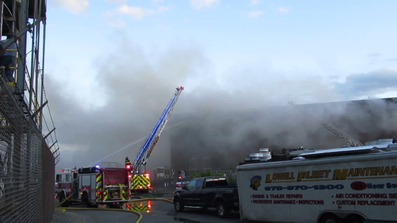 Lowell Firefighters Battle Smokey 3-Alarm Mill Fire - YouTube