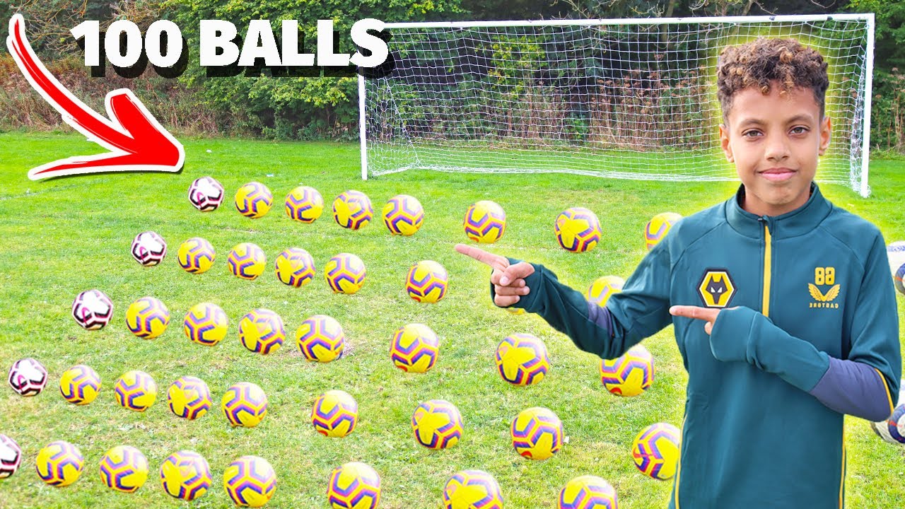 PENALTY CHALLENGE VS 100 FOOTBALLS! | SPECIAL PRIZE! - YouTube