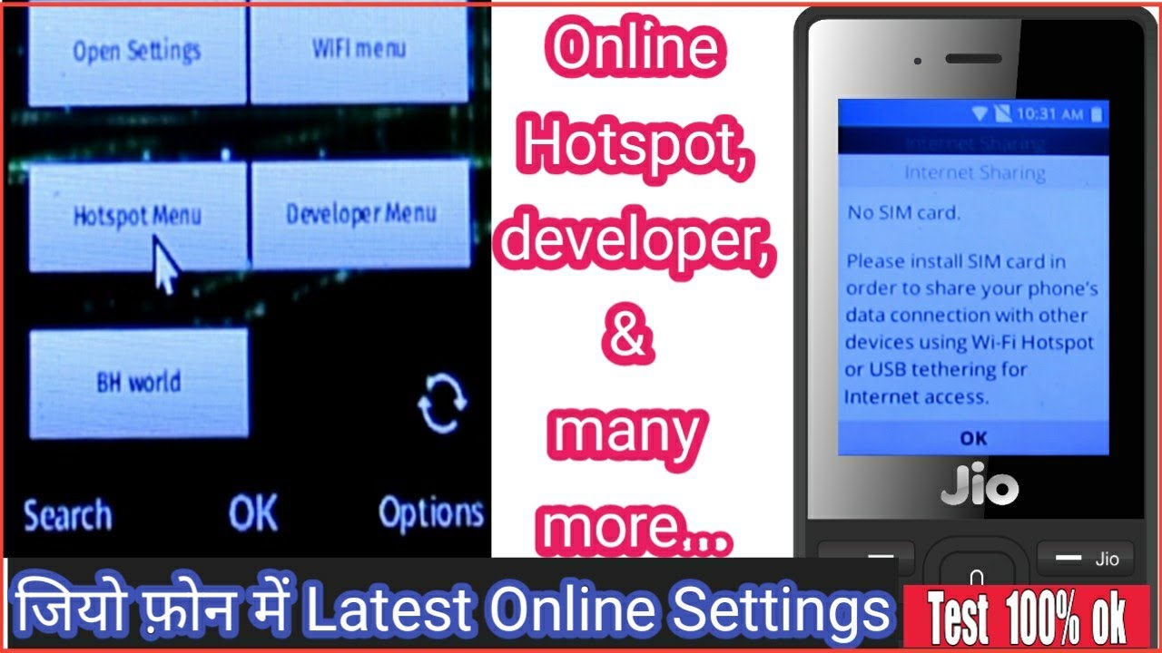 Jio phone Online hotspot , Developer , And many more... - YouTube