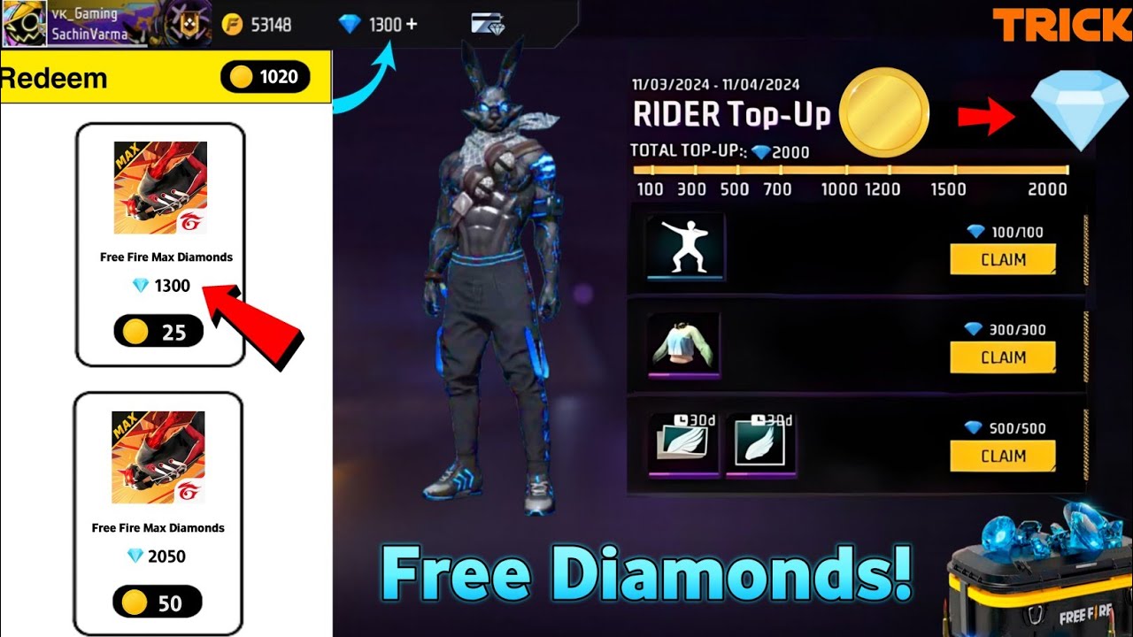 Free Diamonds in Free Fire Max || How To Get Free Diamonds in Free Fire ...