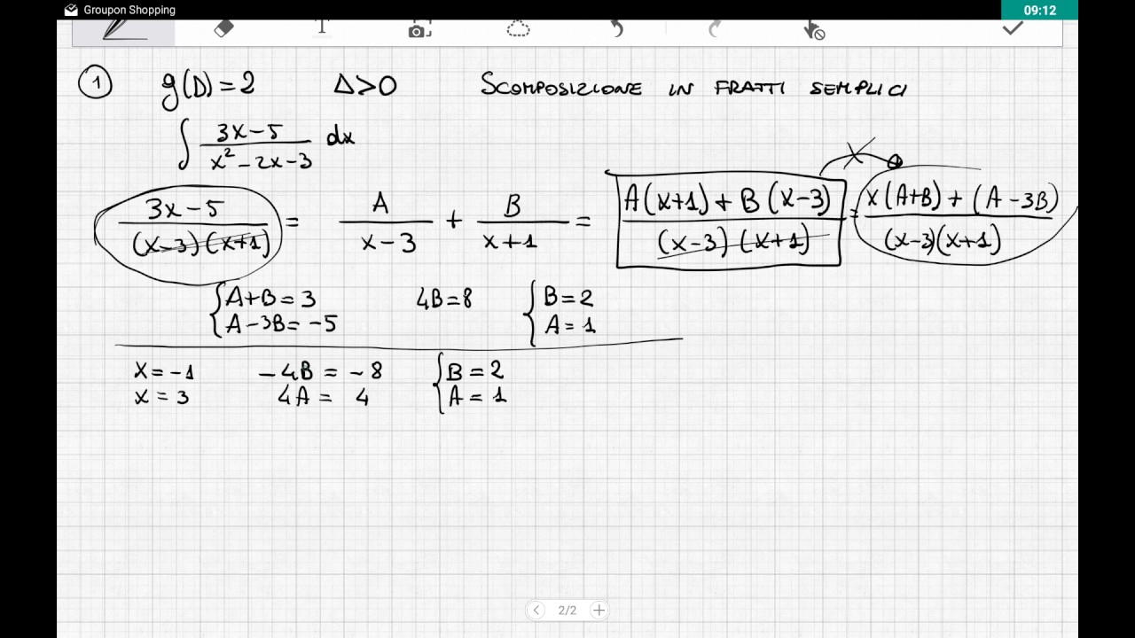 Integrazione funzioni razionali fratte I parte - YouTube