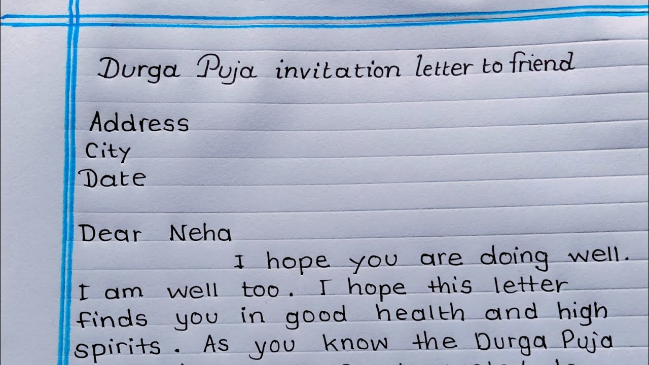 Durga Puja invitation letter writing to friend|| write a letter to ...
