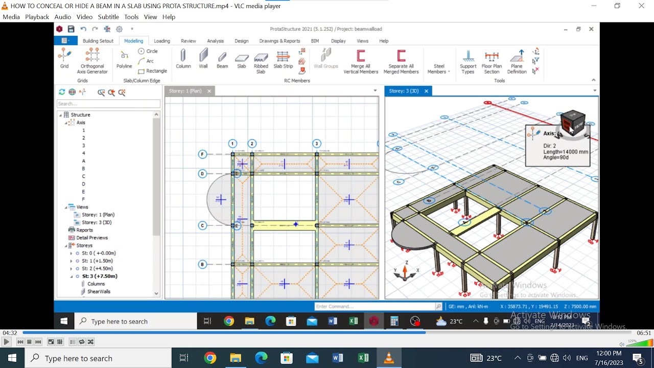 HOW TO CONCEAL OR HIDE A BEAM IN A SLAB USING PROTA STRUCTURE - YouTube