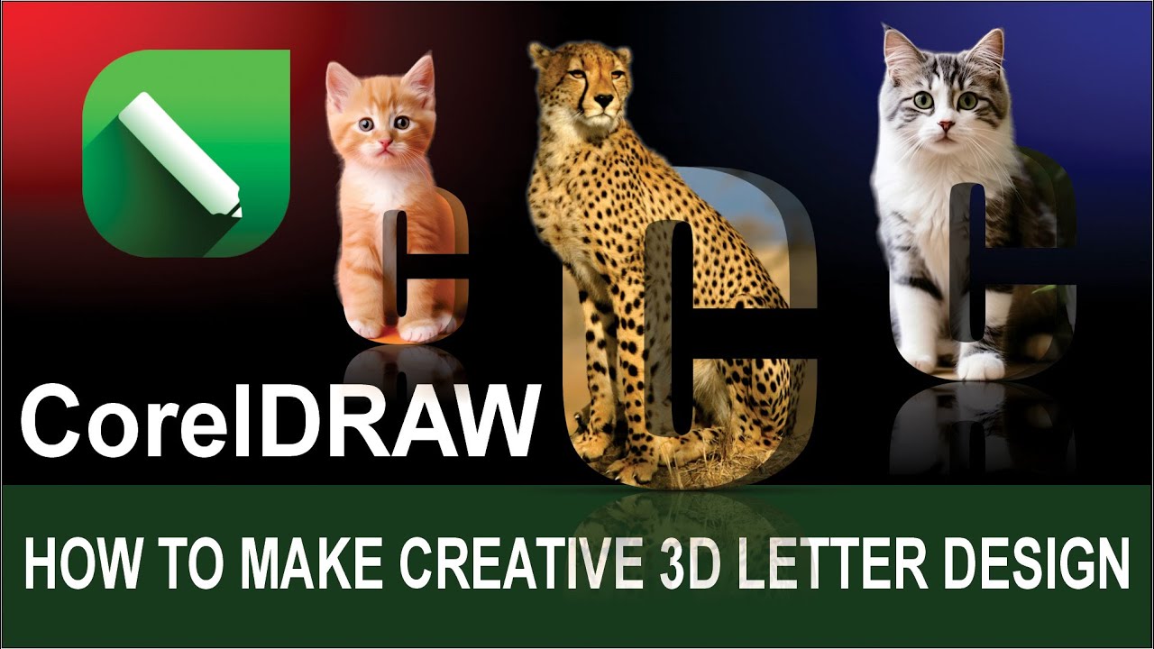 How to Make Creative 3D Letter Design | 3D Text Design in CorelDraw ...