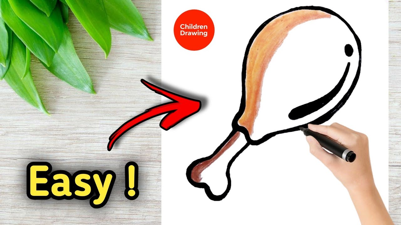 chicken piece drawing🍗easy drawing tutorial 😊 step by step drawing #art ...