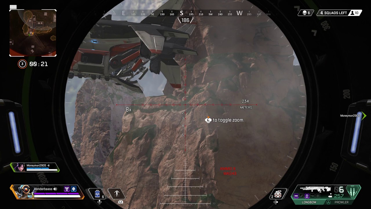 Longbow sniper dropship shot on Apex Legends - ps4 - YouTube