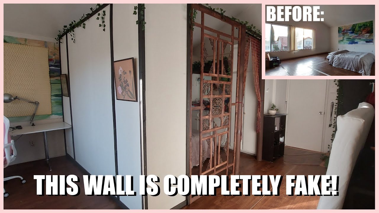 how to build a RENTER FRIENDLY room dividing wall in a studio apartment ...