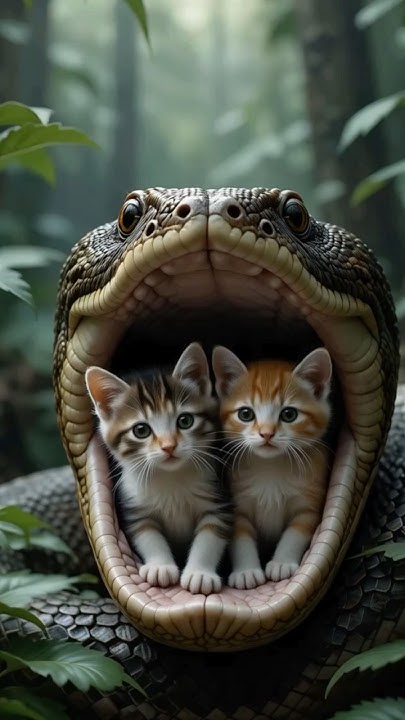 Kittens Play Inside The Mouth Of A Python! #cat #kitten #shorts #python ...