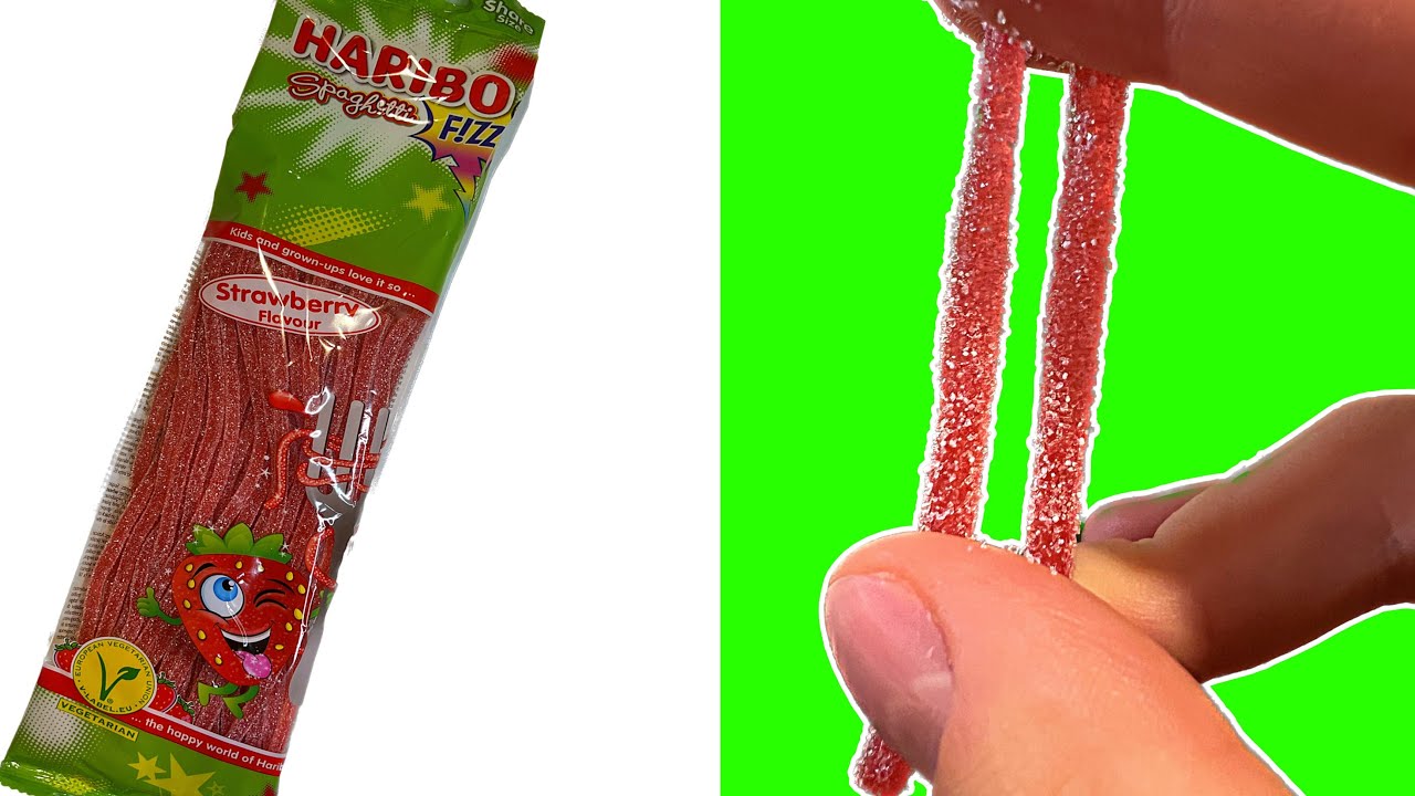 HARIBO Spaghetti FIZZ Strawberry 🍓 / Let's see how many gummies are in ...
