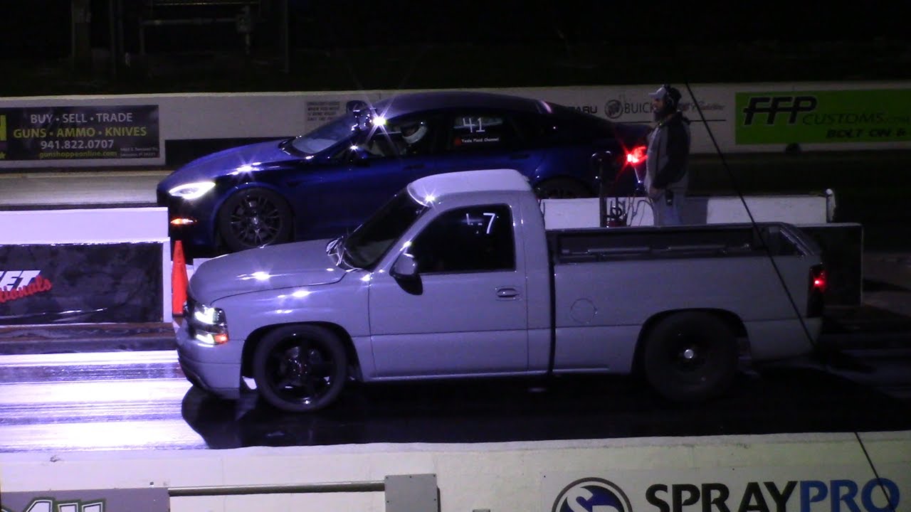 Tesla Plaid Channel (Gutted!) vs Chevy Silverado '68 Firebird Drag ...