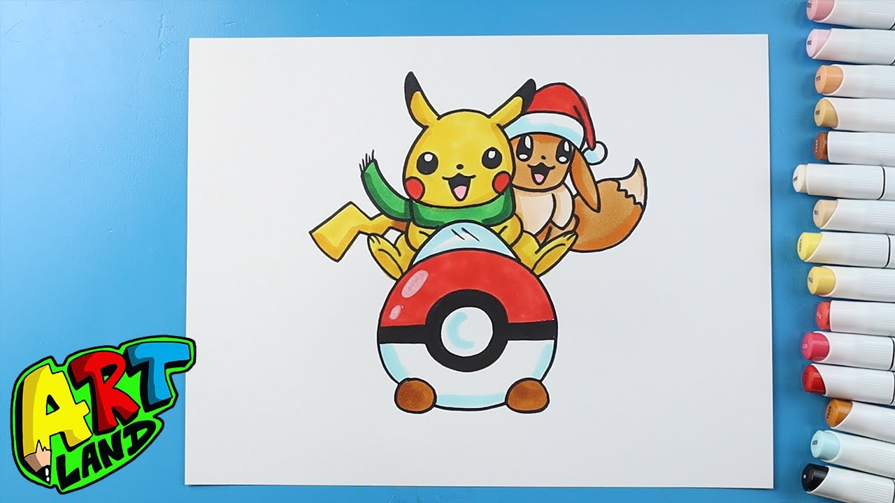 How to Draw Pikachu and Eevee Riding a Sled - YouTube
