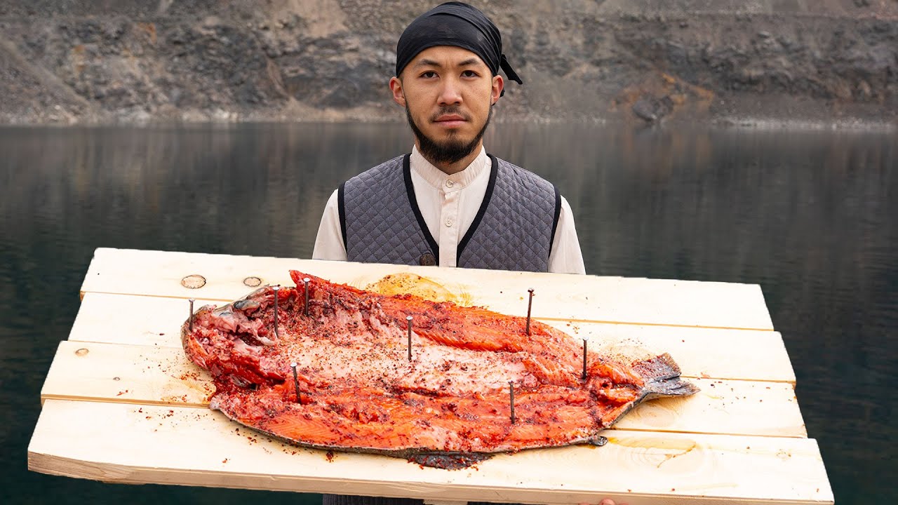 Cooking fish on Wooden Plank on Fire. Daily Village Life! - YouTube