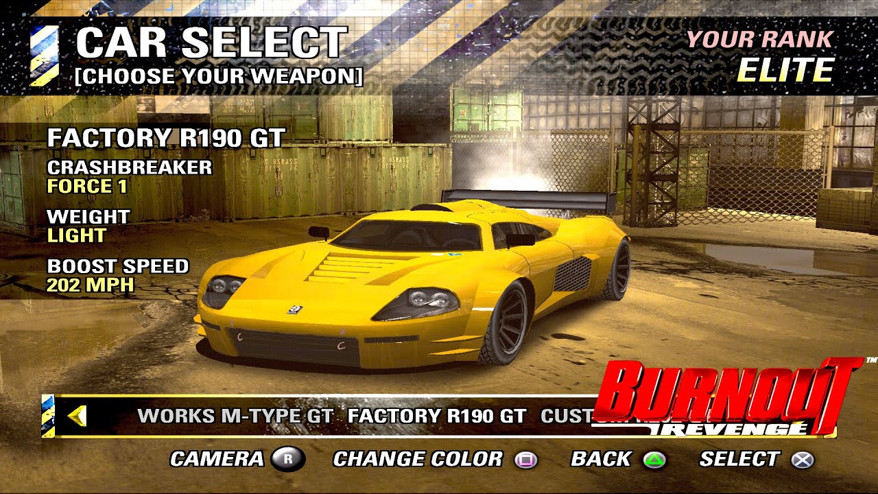 The Yellow Sport Car!! Factory R190 GT in Road Rage!! - Burnout Revenge ...