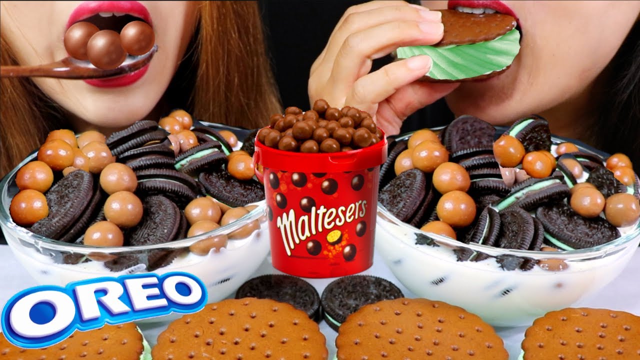 Asmr Maltesers Mint Chocolate Chip Oreo Cereal Mint Ice Cream