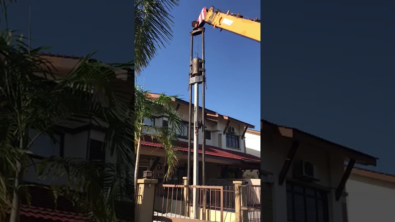 Crane Piling RC pile - YouTube