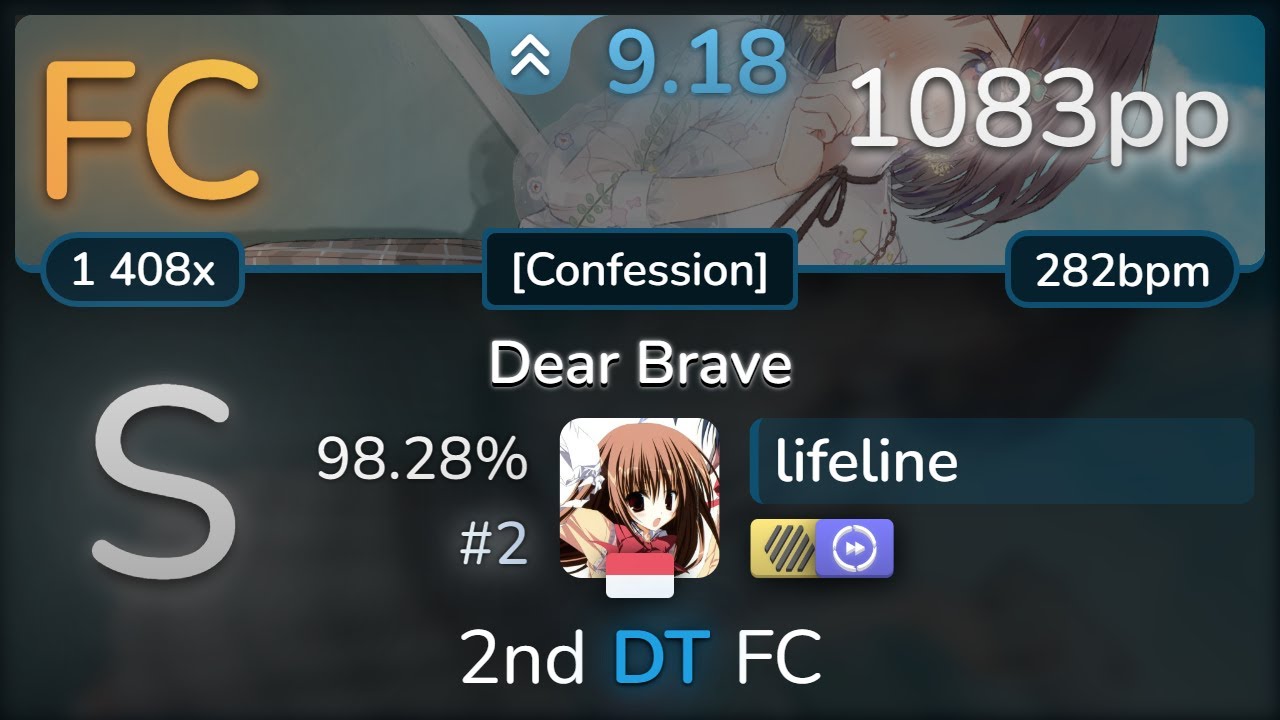 9.2⭐ lifeline | Kano - Dear Brave [Confession] +HDDT 98.28% (#2 1083pp FC) - osu! - YouTube