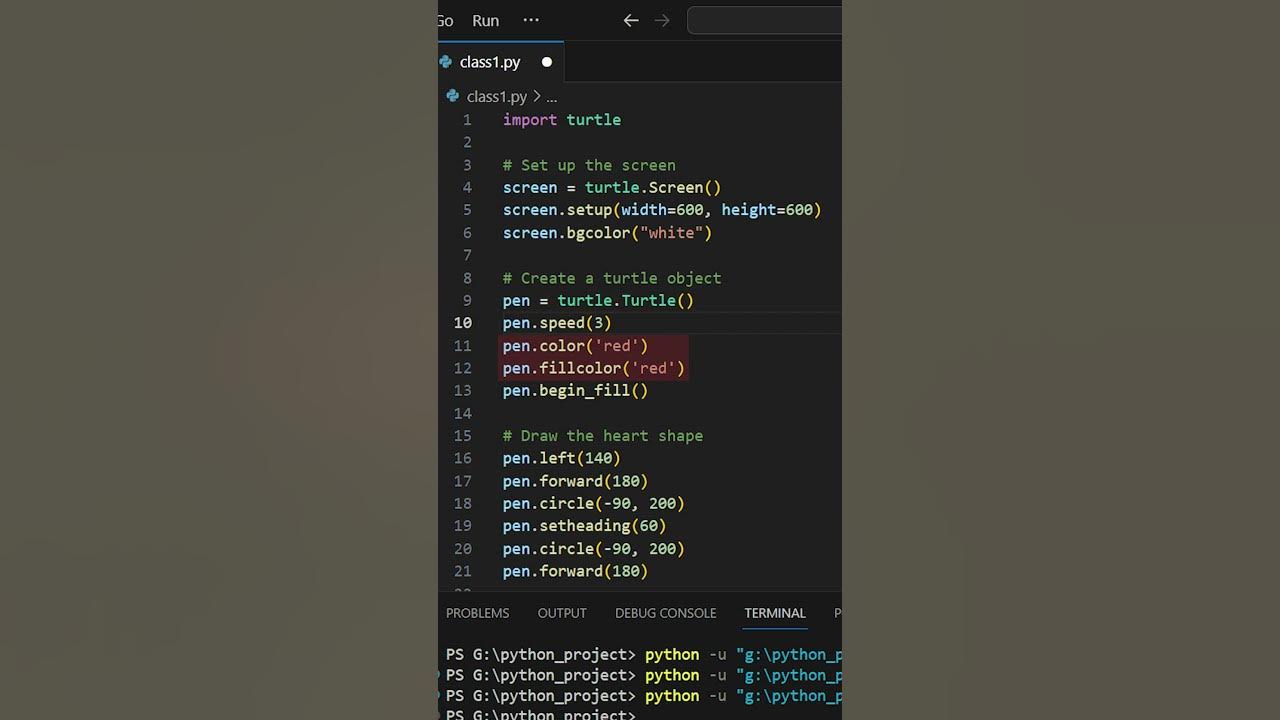 Drawing A Heart In Python With Turtle Python Shorts Pythonforbeginners Pythontutorial Youtube 