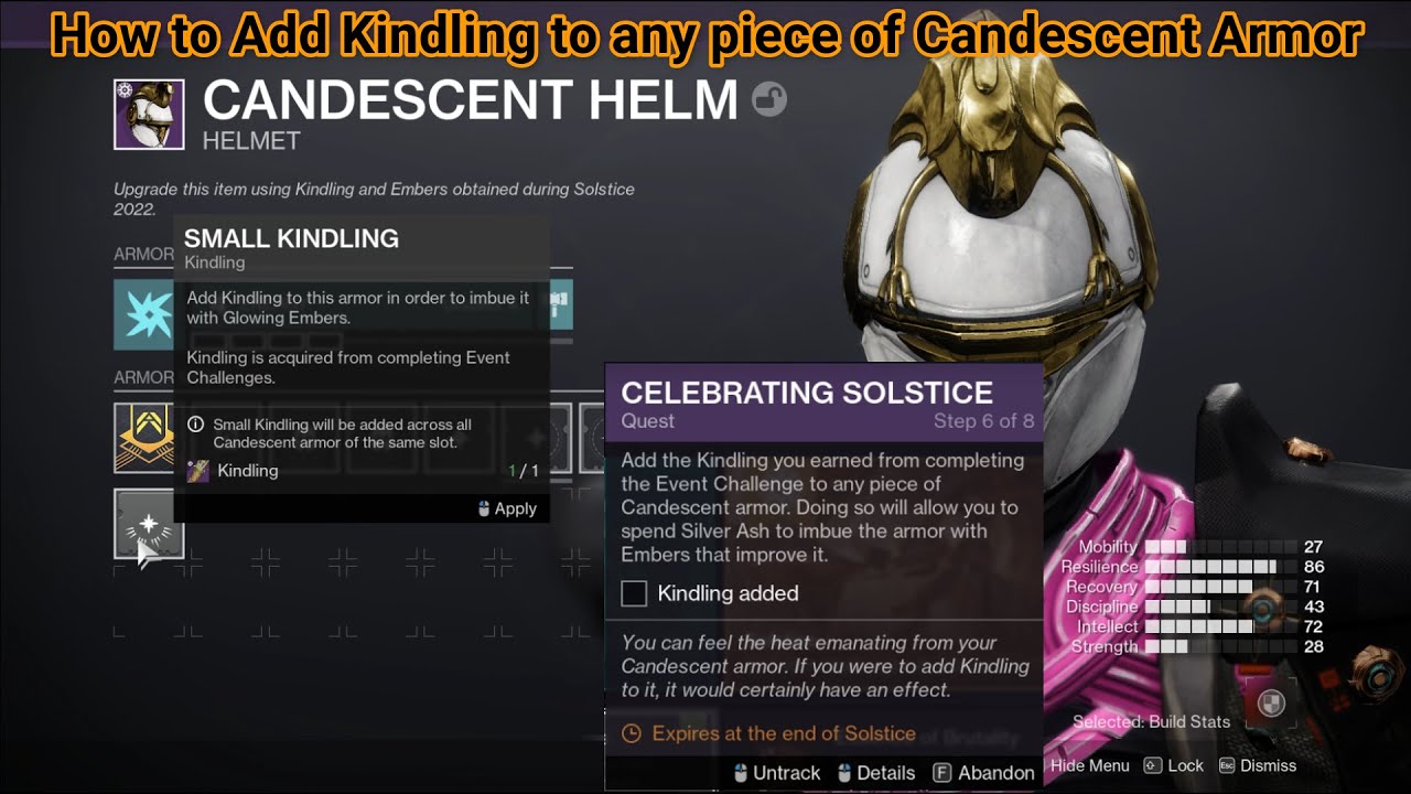 Destiny 2 - How to Add Kindling to any piece of Candescent Armor ...