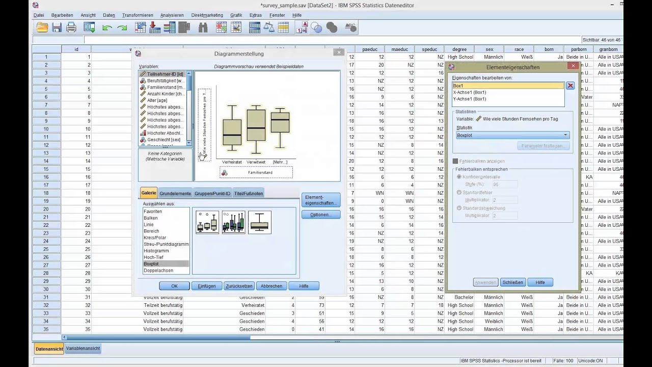 Boxplot-Diagramm mit Spss 23 erstellen - YouTube