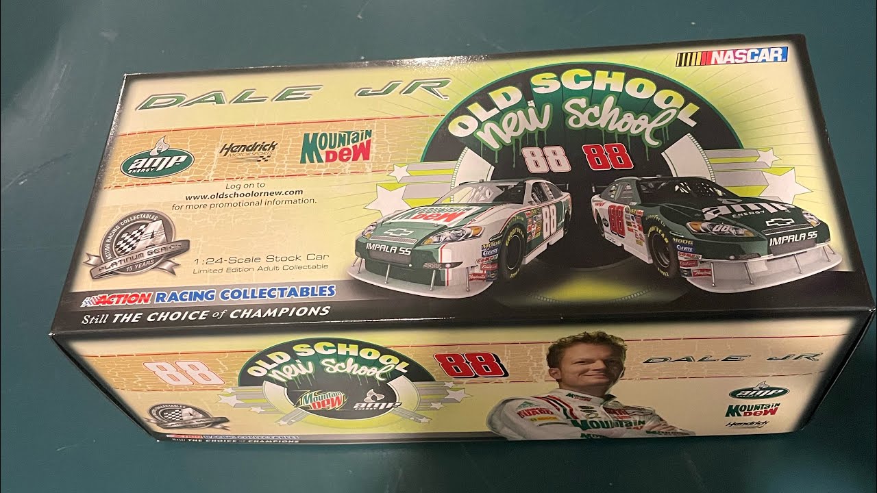 Dale Jr 2008 Mountain Dew Old School New School Diecast Review - YouTube