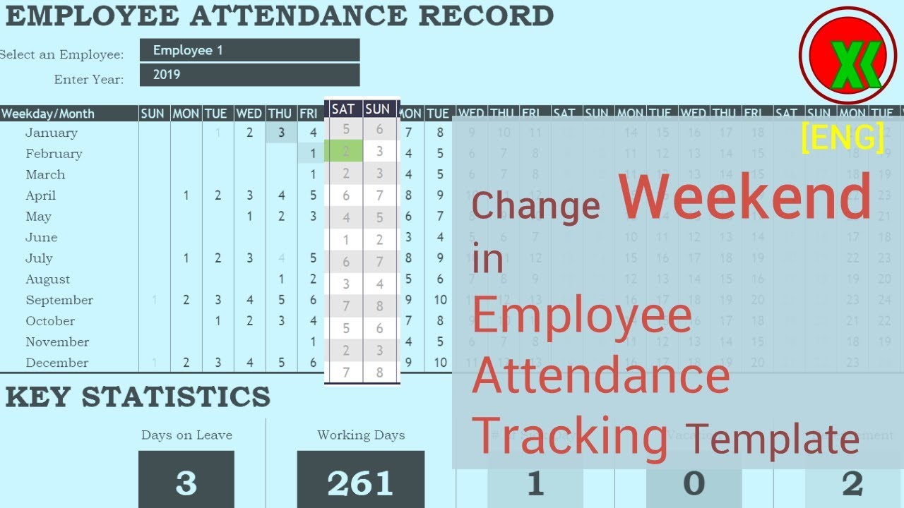 [ENG] Employee Attendance Tracker: How to Change Weekend - YouTube