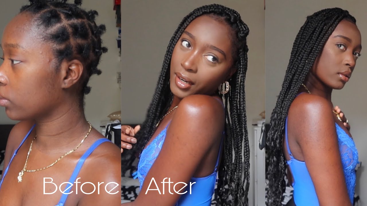 HOW TO | BOX BRAIDS ON SHORT NATURAL HAIR - YouTube