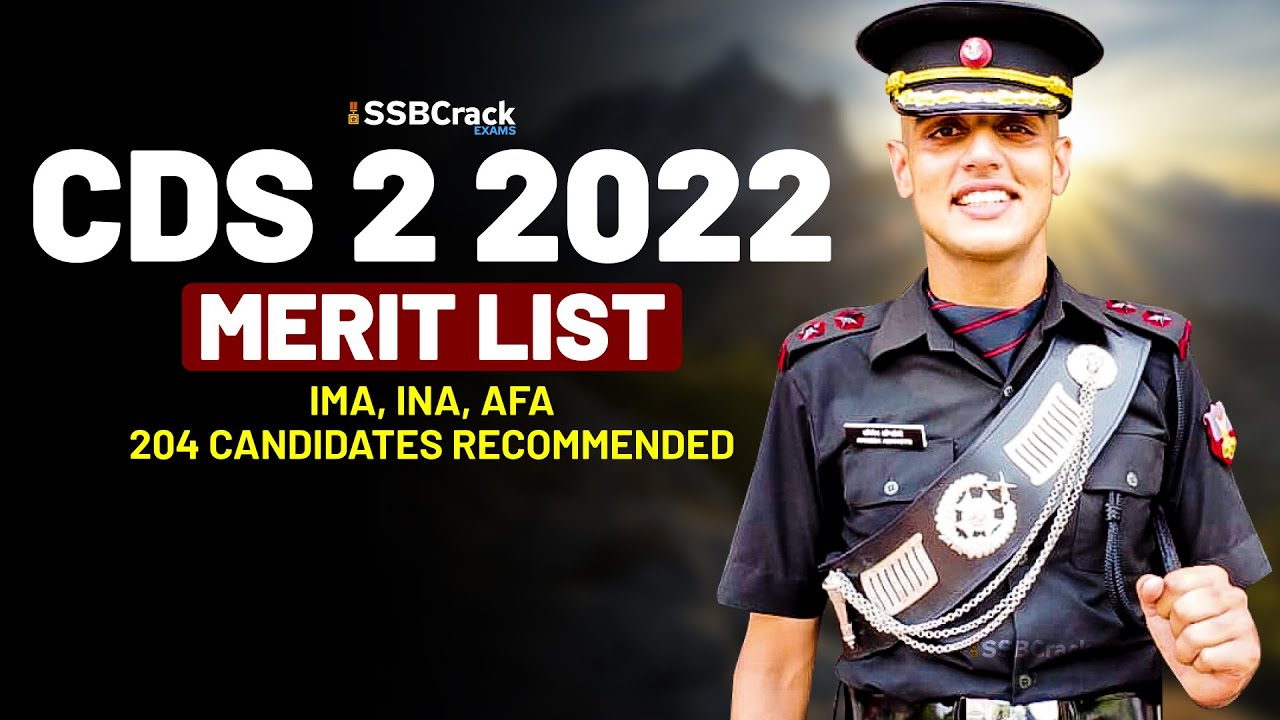 CDS 2 2022 Merit List – 204 Candidates Recommended For IMA AFA INA ...