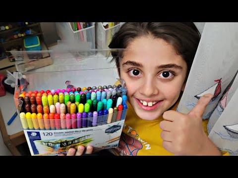 EFE YENİ BOYA  KALEMLERİYLE 3 RENKLİ BOYAMA CHALLENGE YAPTI!!!