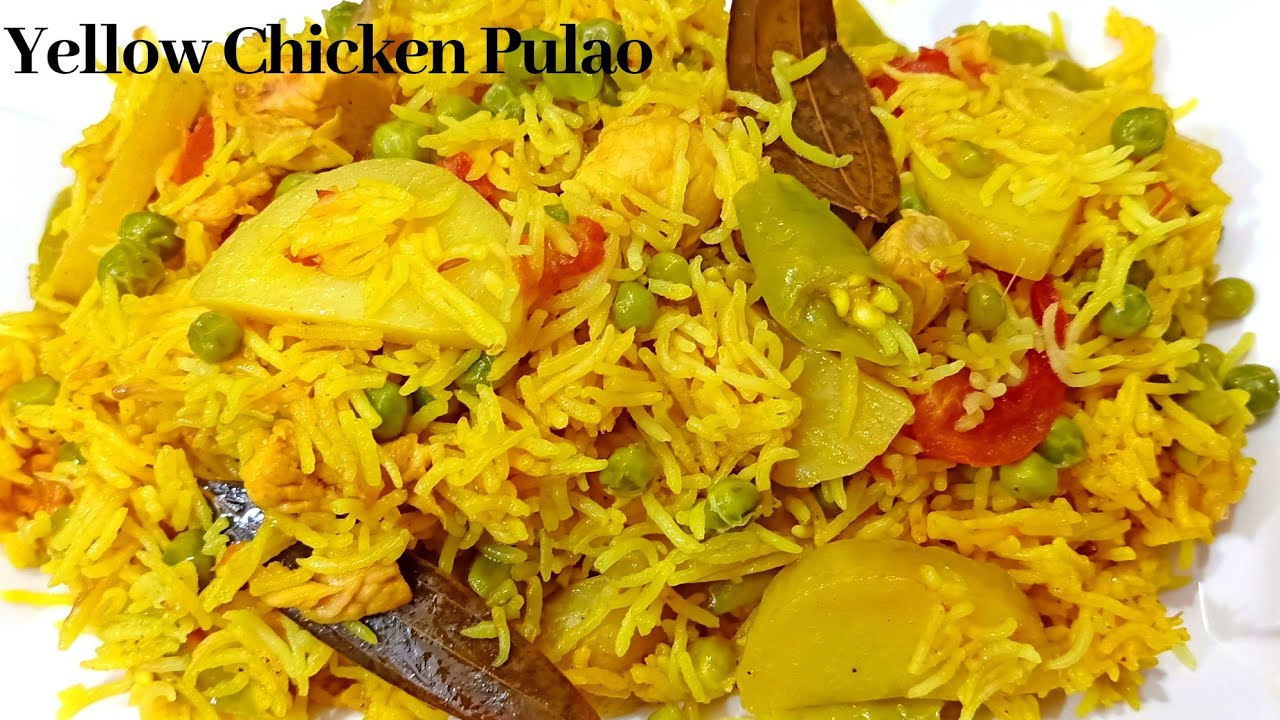 Yellow Chicken Veggies Pulao Recipe || in pressure cooker || quick and ...