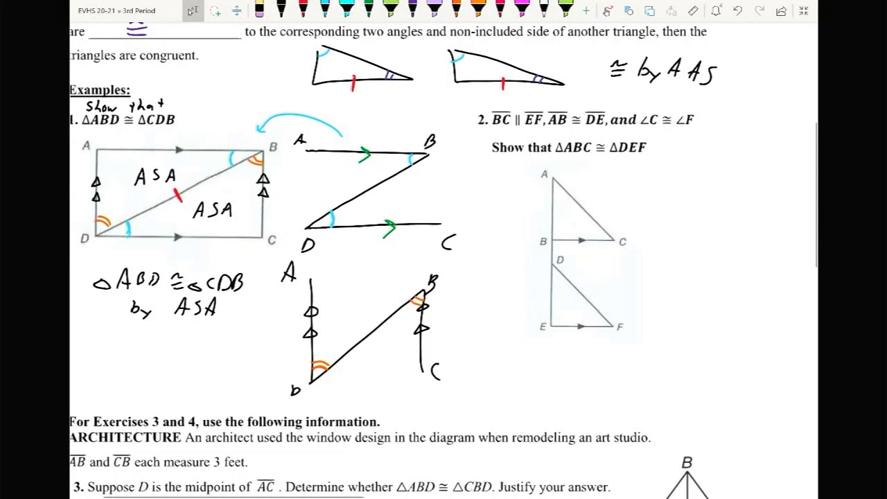 Geom Lesson 5-3 ASA and AAS Triangle Congruence - YouTube