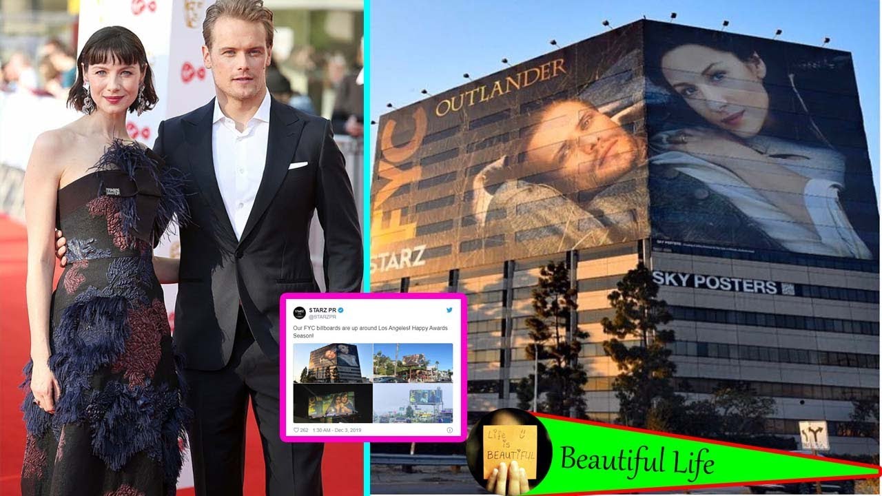 Sam Heughan Reveals ‘Outlander’ Awards Campaign Billboard - YouTube