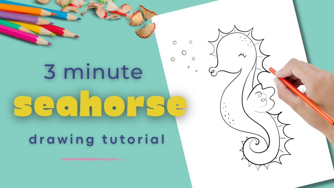 Easy Seahorse Drawing - 3 minute Art Tutorial - YouTube