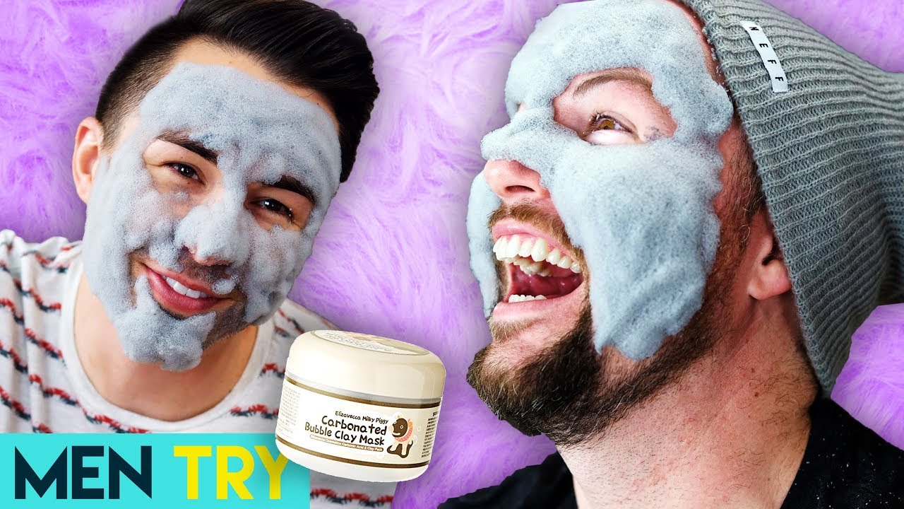 Men Try Carbonated Bubble Clay Mask - YouTube