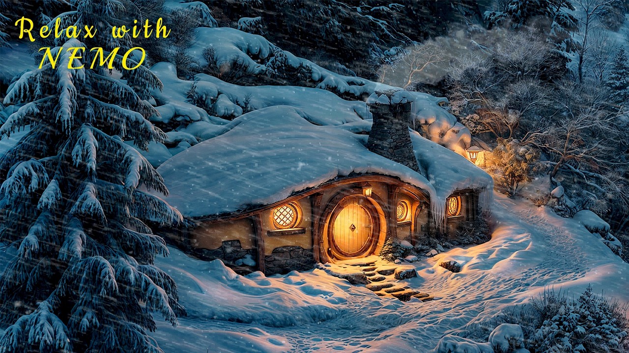 Cozy Hobbit Home Ambience on a Snowstorm Winter Night 🌬️ Snowstorm ...