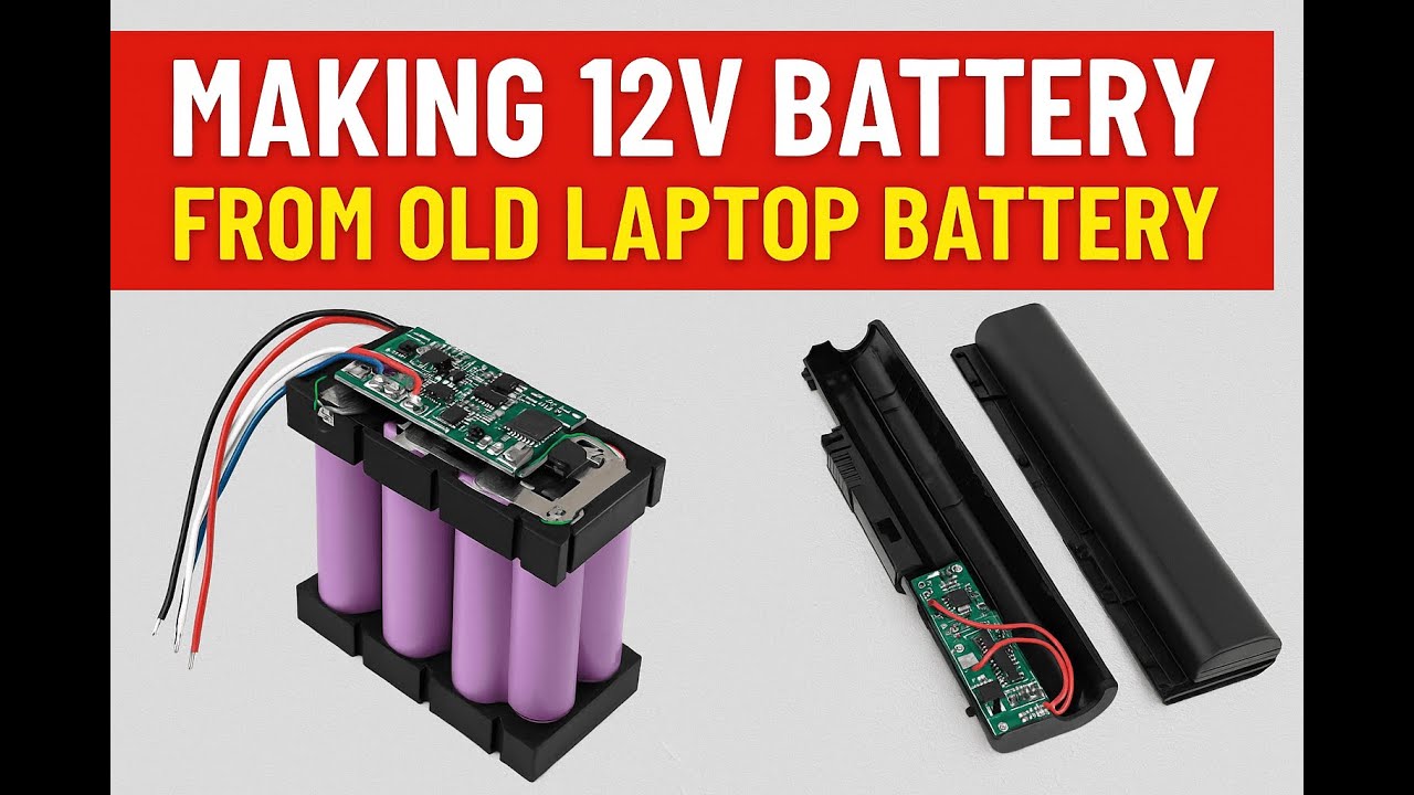🔋 DIY 12V Battery from Old Laptop Cells | Reuse 18650 Lithium Batteries ...