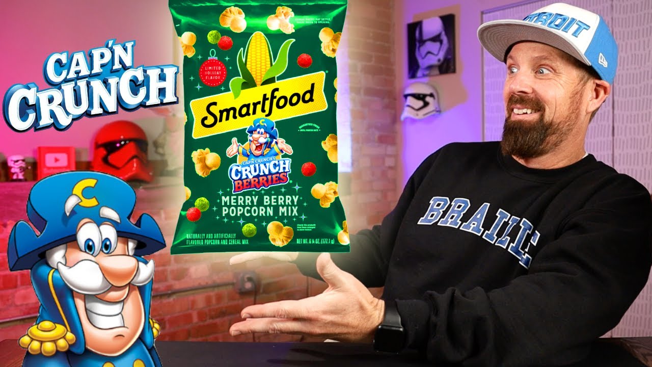 Cap'n Crunch's Merry Berry Popcorn by Smartfood - YouTube