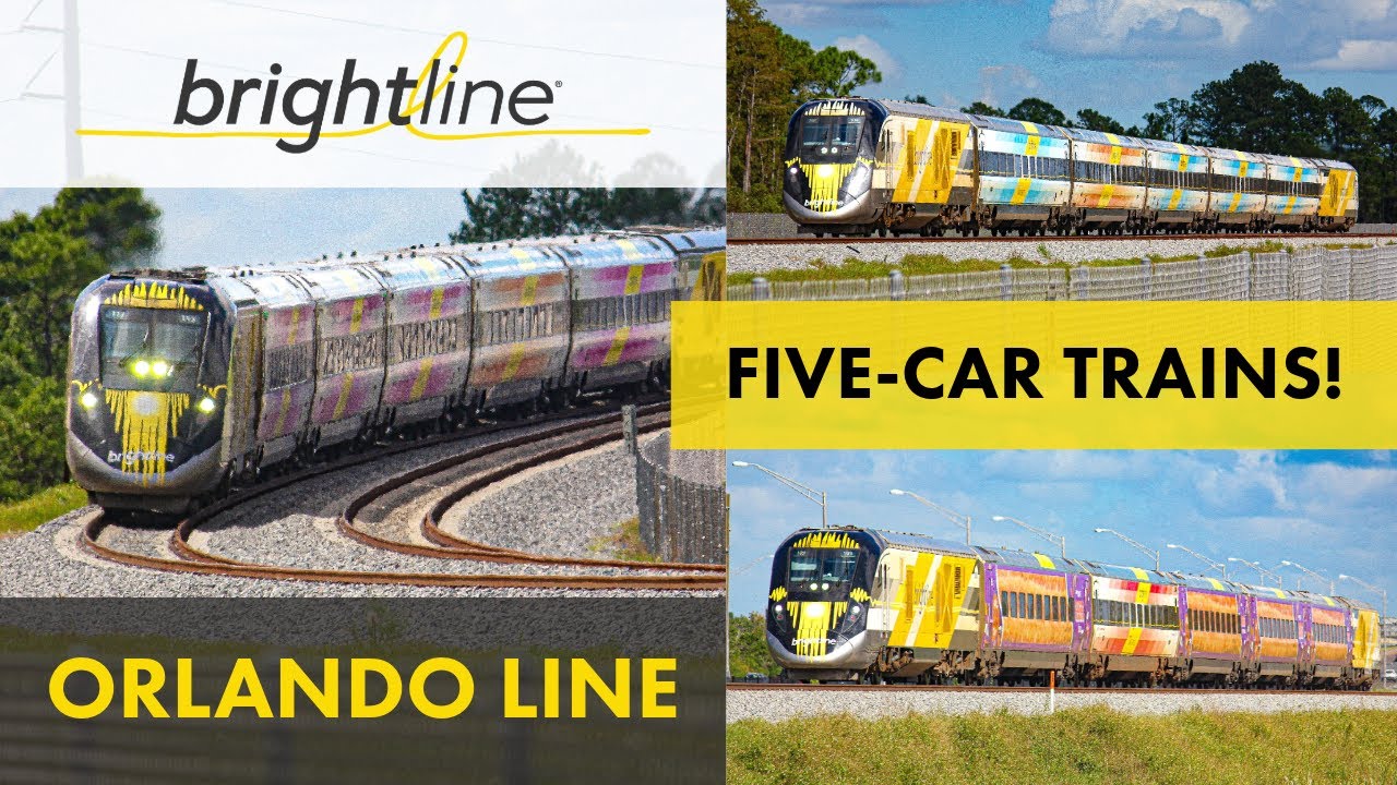 Brightline Five-Car Trains on the Orlando Line - YouTube