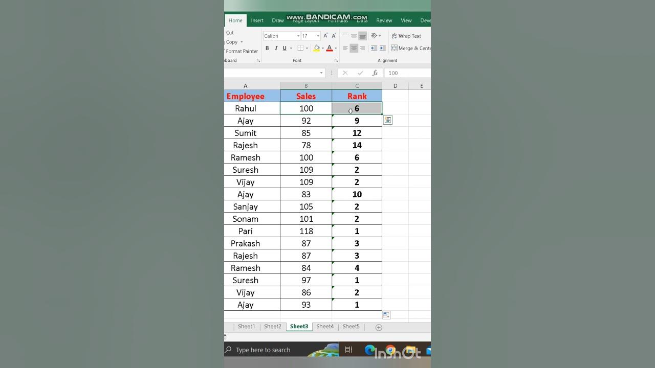 Advance Excel Tricks Rank Countif Function Shorts Excel Exceltips Exceltutorial Msexcel