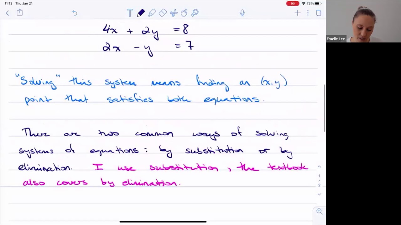 Math 114 Jan 21 Solving Systems of Equations and Percentages - YouTube