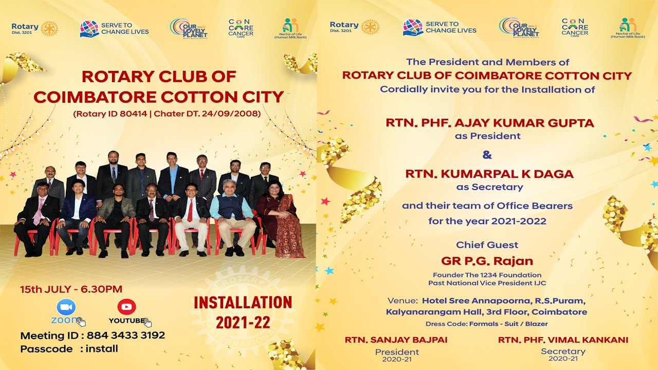 Rotary Club of Coimbatore Cotton City - YouTube