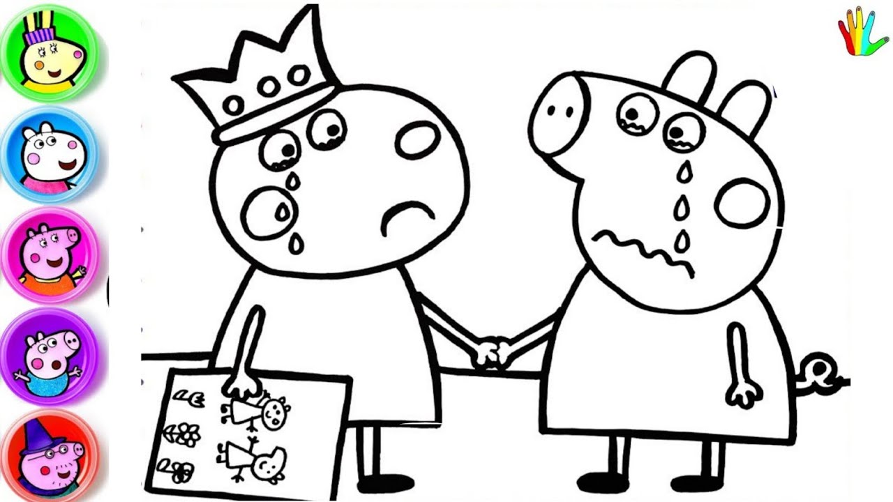Peppa pig Cartoon🐷🐮🐴🌈 Drawing easy for kids and toddlers, Peppa pig and ...