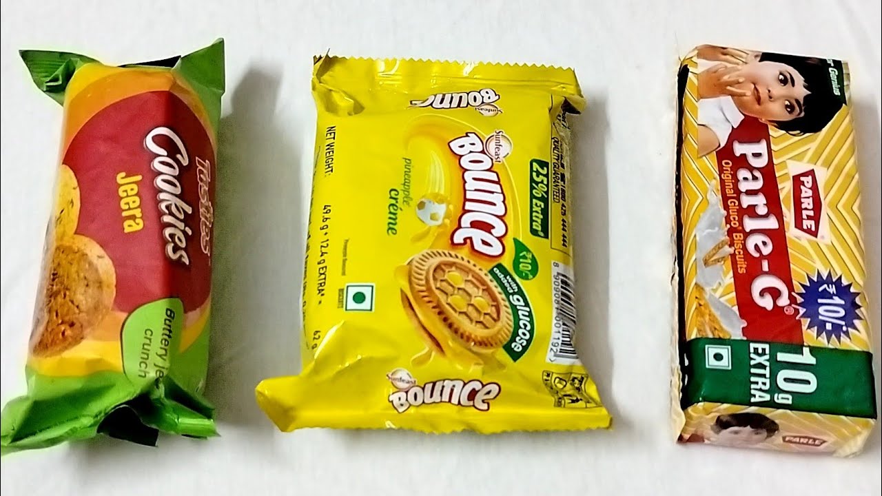 Tasties Cookies Jeera vs Bounce Pineapple vs Parle-G Glucose || Biscuit ...