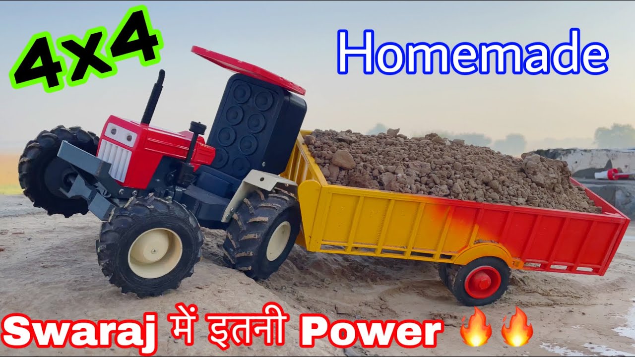 Swaraj 855 4×4 Tractor Model with trolley homemade remote control - YouTube