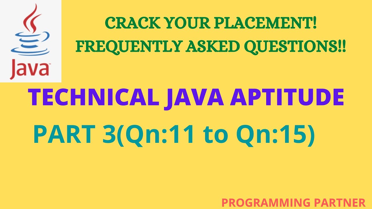 Technical aptitude Java (11 to 15) || PART 3 - YouTube